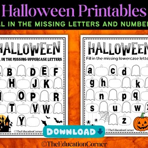 Halloween Printables - Fill-in the Missing Letters and Numbers | PDF ...