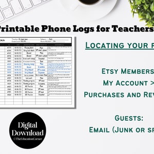 Phone Logs for Teachers | Download and Print | Download Once, Print ...