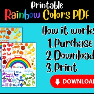 Printable Rainbow Colors PDF, Color Learning Printable, Instant Digital ...