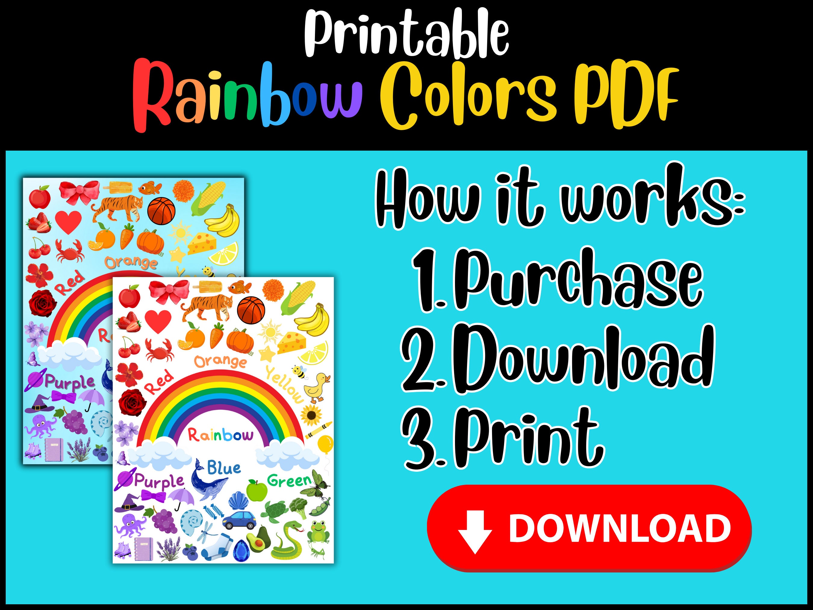 Printable Rainbow Colors PDF, Color Learning Printable, Instant Digital ...