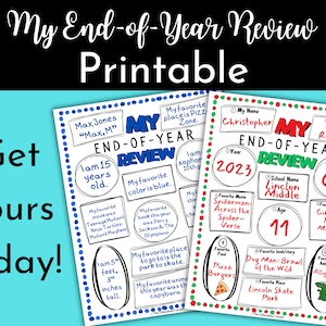 My End-of-year Review Printable | Year in Review Worksheet | New Year's ...