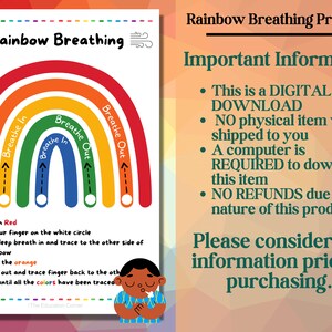 Rainbow Breathing Exercise Printable | Calm Down Poster | Anxiety ...