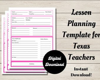 Lesson Planning Template for Texas Teachers | Includes a Section for ...