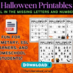 Halloween Printables - Fill-in the Missing Letters and Numbers | PDF ...