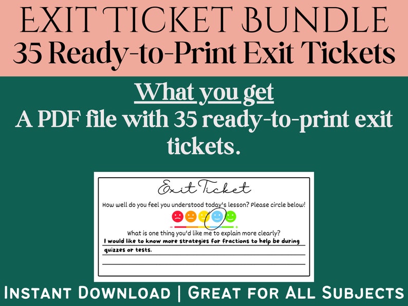 Exit Ticket Bundle | 35 Ready-to-print Exit Tickets for Middle and High ...