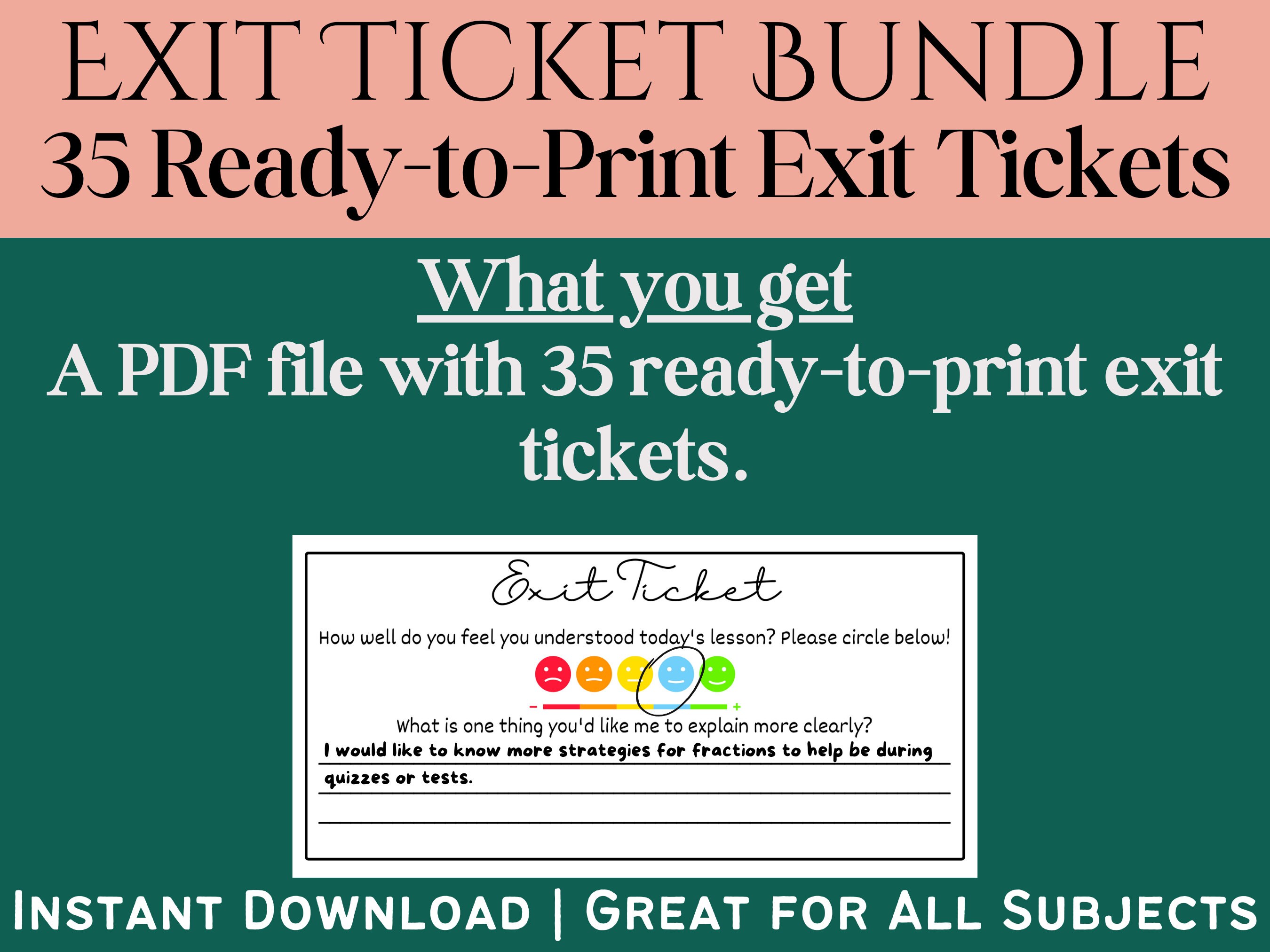 Exit Ticket Bundle | 35 Ready-to-print Exit Tickets for Middle and High ...