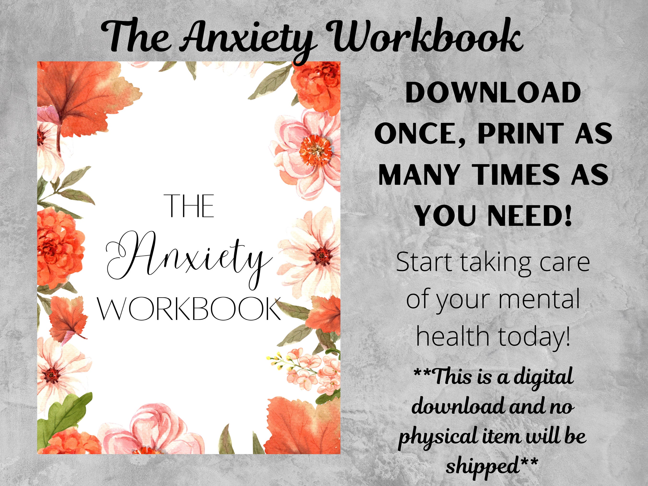 Anxiety Workbook | Mental Health Workbook | Printable Worksheets ...