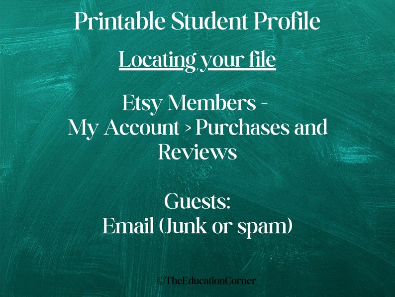 Printable Student Profile Sheet | Instant Download, DIGITAL DOWNLOAD ...