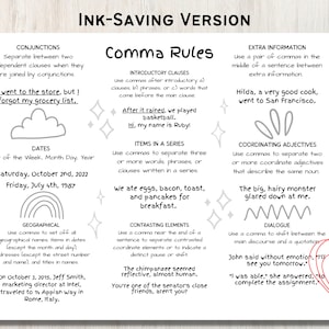 Comma Rules Anchor Chart | Printable and Digital | Middle School ...
