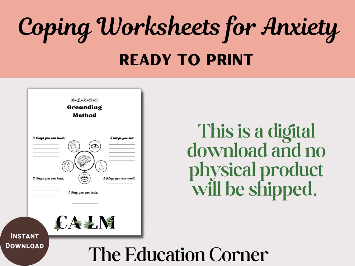 Anxiety Worksheets | Mental Health Worksheets | PDF Printable | Instant ...