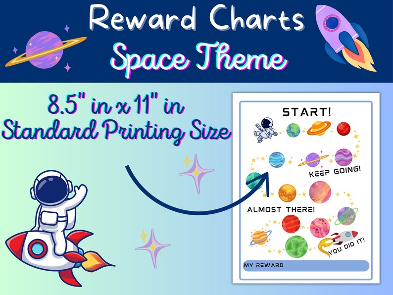 Reward Chart Printable for Kids | 4 Versions | Space-themed | Behavior ...