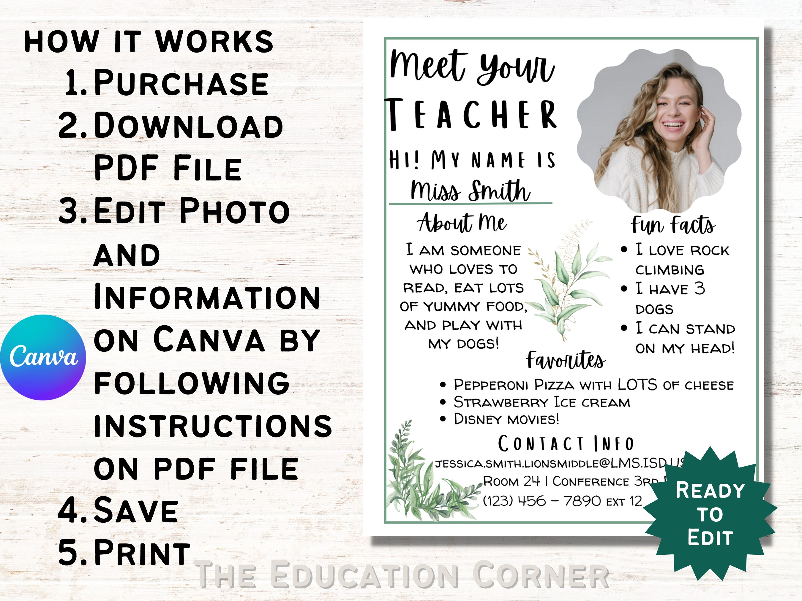 Meet Your Teacher Printable Ready to Edit Editable Template Resource ...