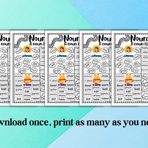 Printable Nouns Anchor Charts Worksheets Bundle - Elementary & Middle ...