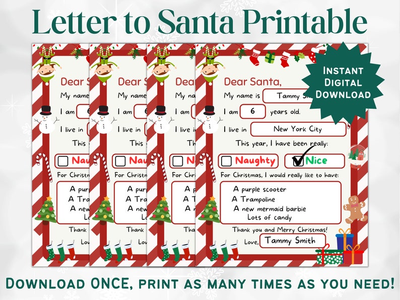 Letter to Santa Printable, Dear Santa Letter, Christmas Activities ...