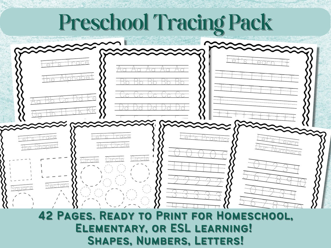 Printable Tracing Pack for Numbers 1-20, Shapes, and the Alphabet ...