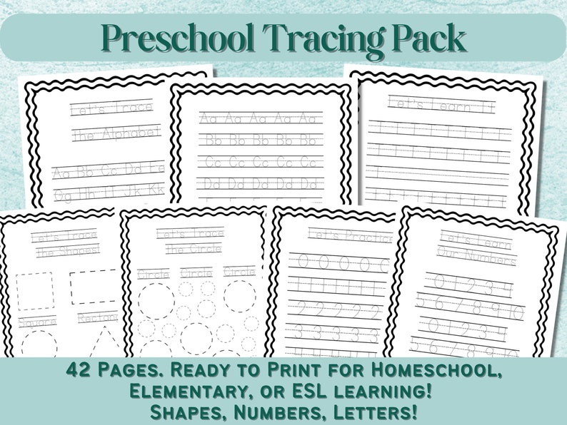 Printable Tracing Pack for Numbers 1-20, Shapes, and the Alphabet ...