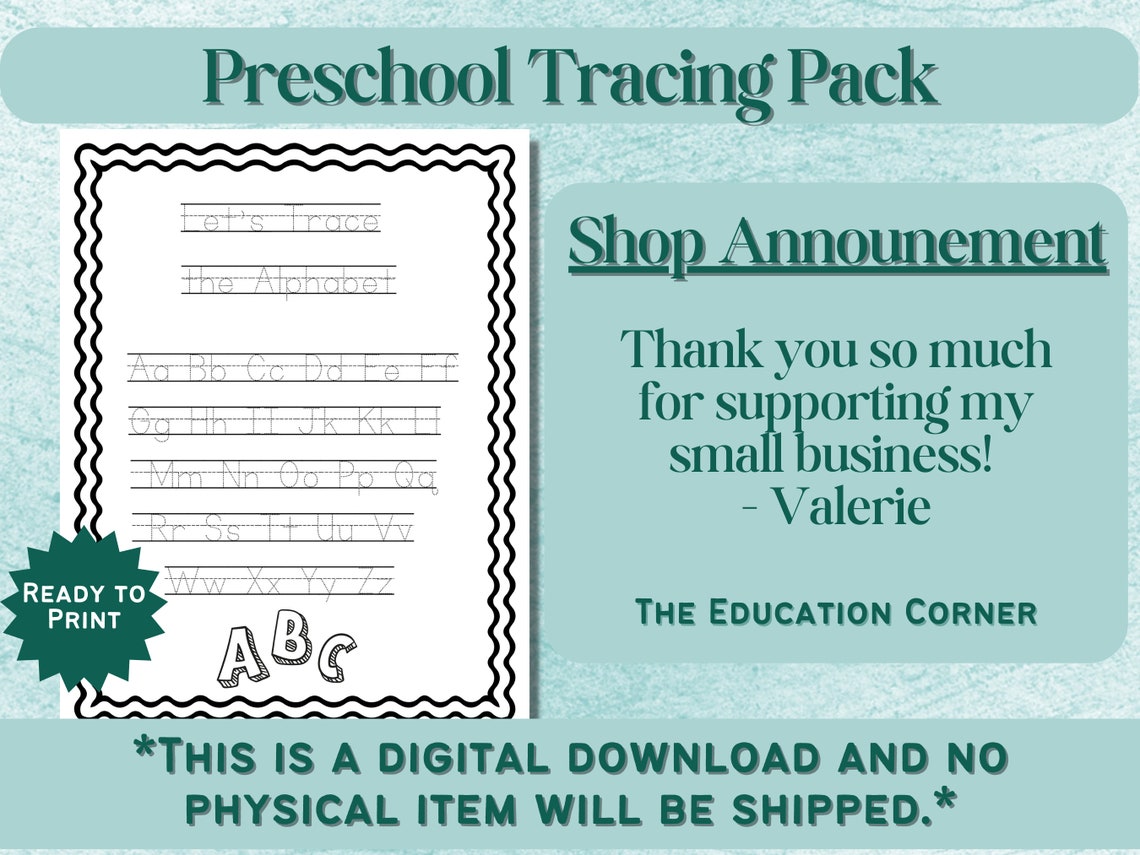 Printable Tracing Pack for Numbers 1-20, Shapes, and the Alphabet ...