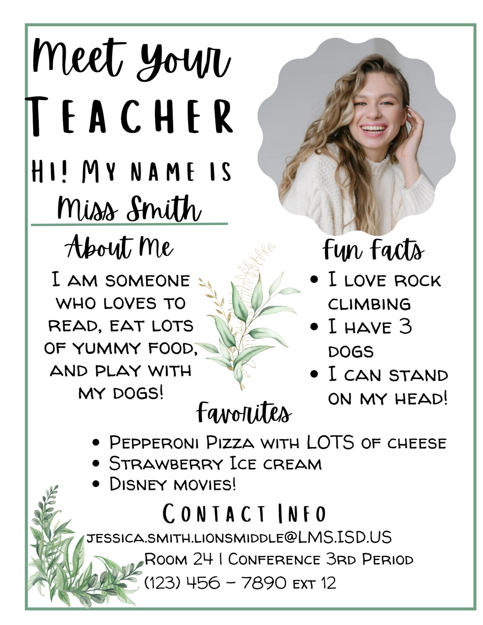 Meet Your Teacher Printable | Ready to Edit | Editable Template ...