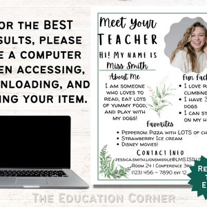 Meet Your Teacher Printable | Ready to Edit | Editable Template ...