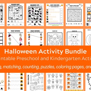 50 Printable Halloween Preschool & Kindergarten Activities Bundle ...