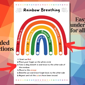 Rainbow Breathing Exercise Printable | Calm Down Poster | Anxiety ...