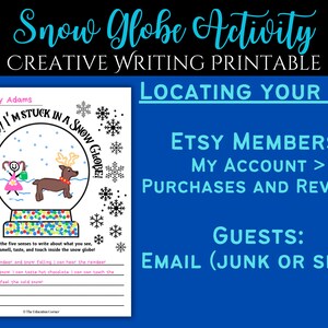 Snow Globe Creative Writing Printable | Christmas Printable | Holiday ...