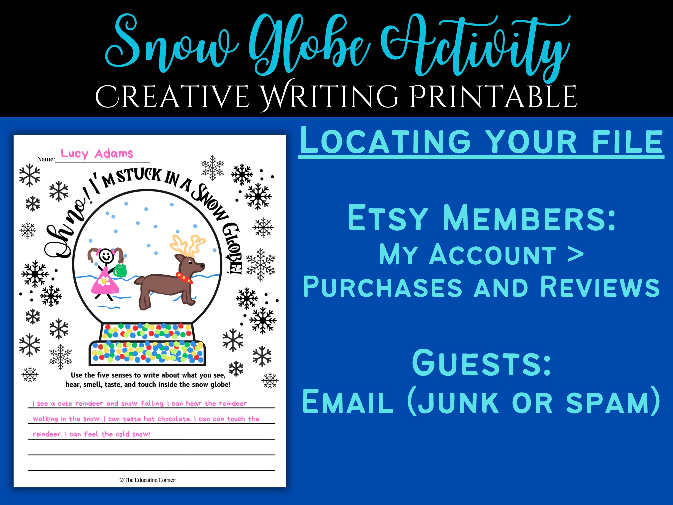 Snow Globe Creative Writing Printable | Christmas Printable | Holiday ...