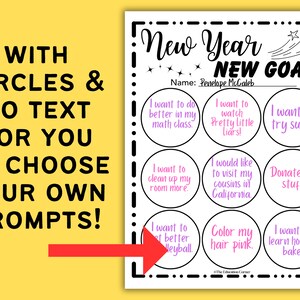 New Year, New Goals Printable Worksheet, New Year's Resolutions ...