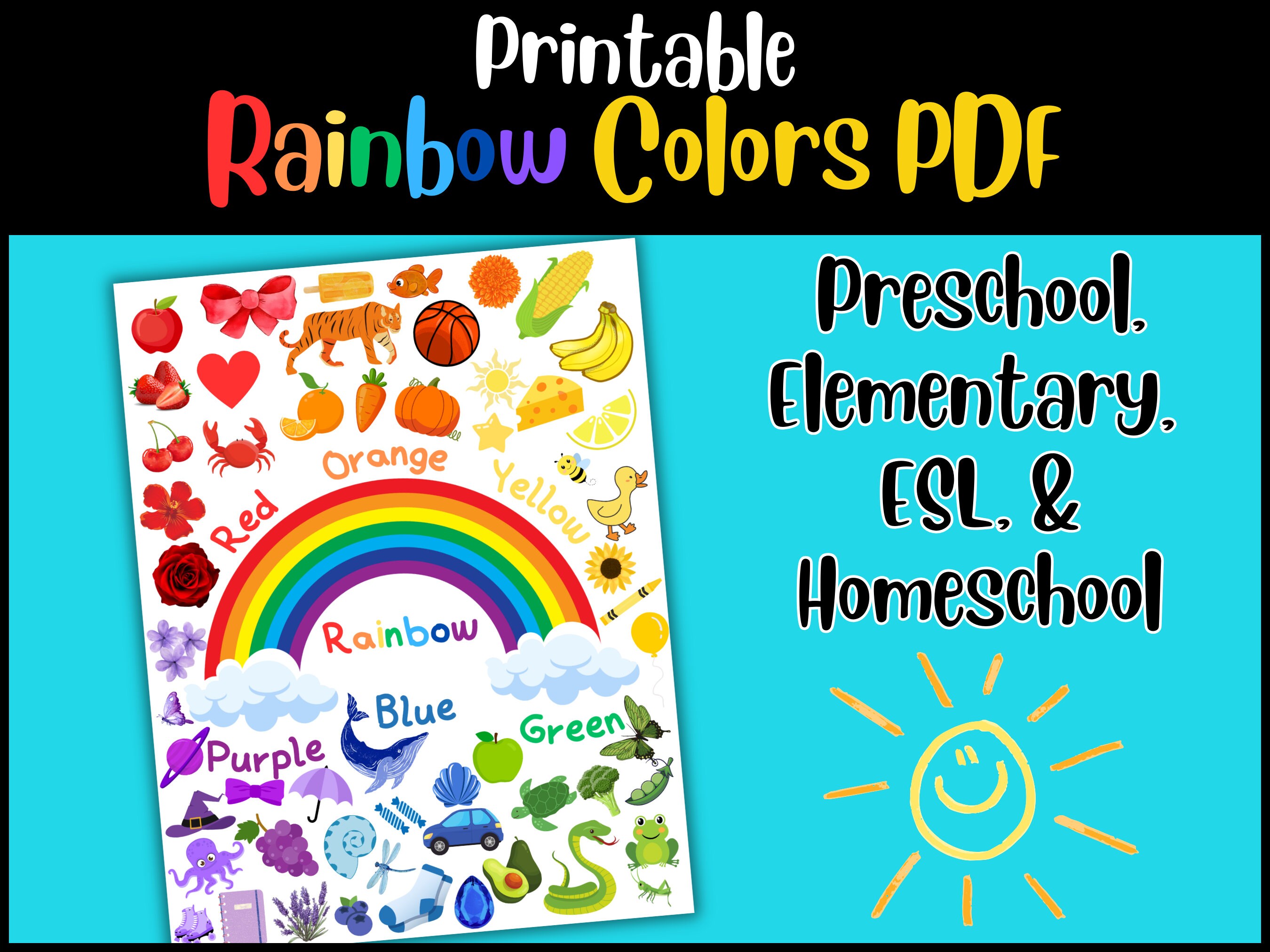 Printable Rainbow Colors PDF, Color Learning Printable, Instant Digital ...