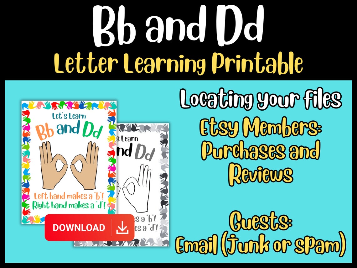 Bb and Dd Printable Anchor Chart for Preschool, Elementary, Homeschool ...