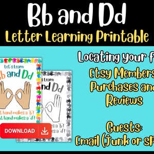 Bb and Dd Printable Anchor Chart for Preschool, Elementary, Homeschool ...