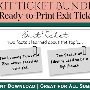 Exit Ticket Bundle | 35 Ready-to-print Exit Tickets for Middle and High ...