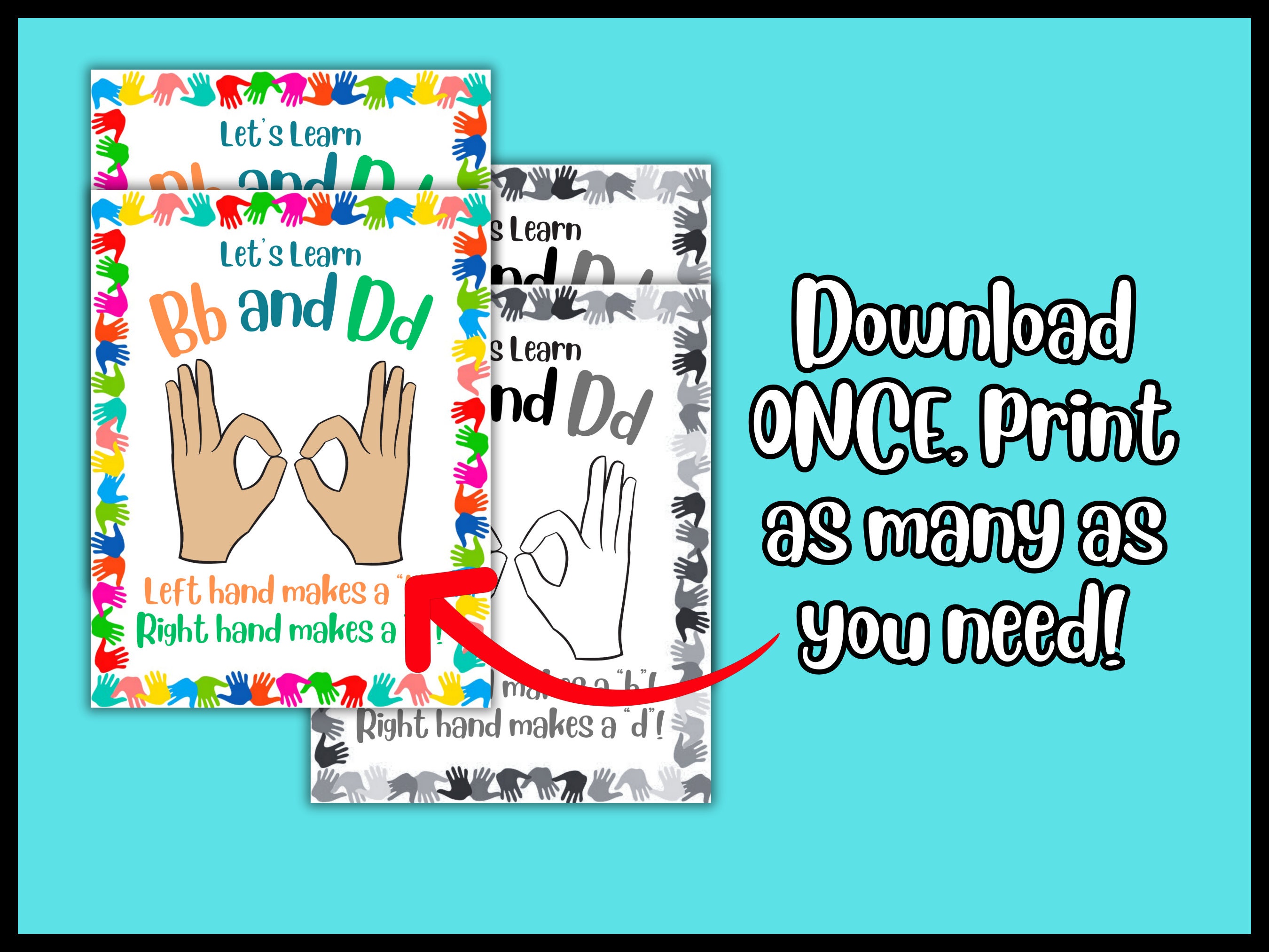 Bb and Dd Printable Anchor Chart for Preschool, Elementary, Homeschool ...