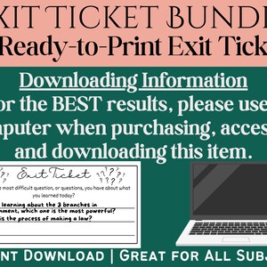 Exit Ticket Bundle | 35 Ready-to-print Exit Tickets for Middle and High ...