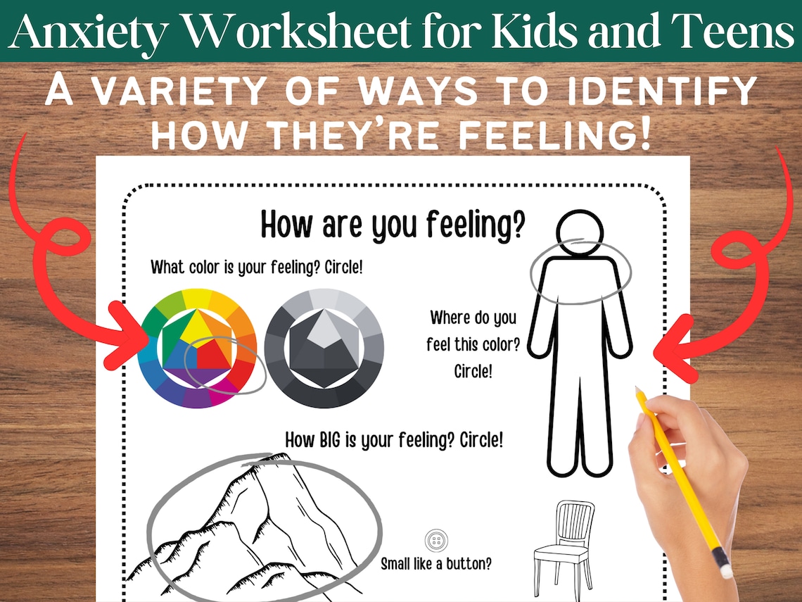 Anxiety Worksheet for Kids and Teens, Printable Download, Instant ...