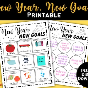 New Year, New Goals Printable Worksheet, New Year's Resolutions ...