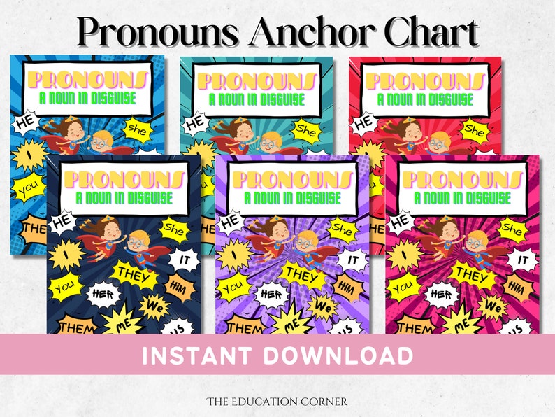 Printable Pronouns Anchor Chart | Print and Digital, Pronouns in ...