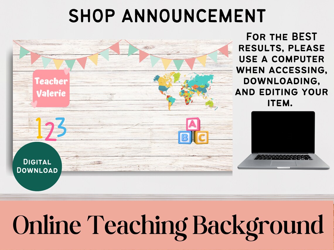 Online Teaching Background Custom Backdrop for Teachers - Etsy