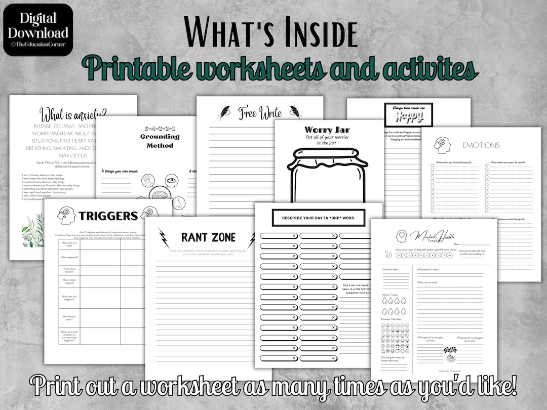 Anxiety Workbook | Mental Health Workbook | Printable Worksheets ...