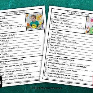 Printable Student Profile Sheet | Instant Download, DIGITAL DOWNLOAD ...