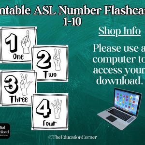 Printable ASL Number Flashcards for 1-10 | Early Education | Preschool ...