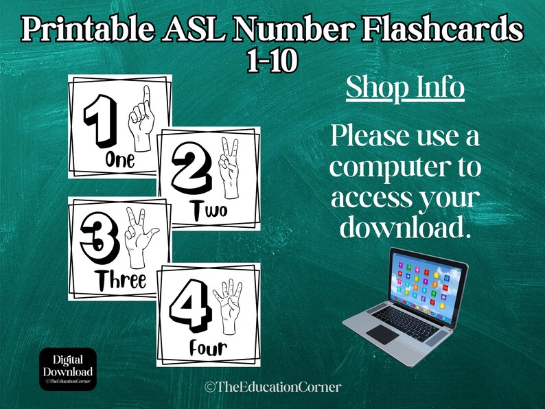 Printable ASL Number Flashcards for 1-10 | Early Education | Preschool ...
