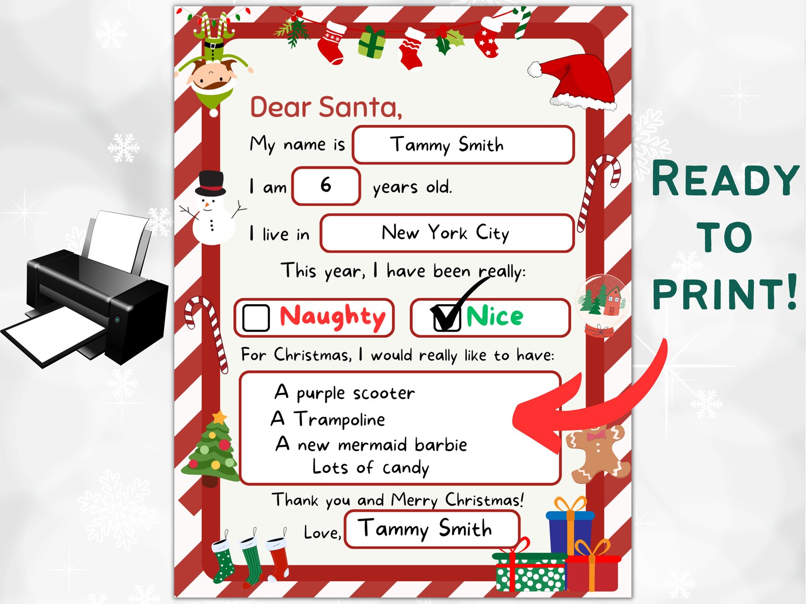 Letter to Santa Printable, Dear Santa Letter, Christmas Activities ...