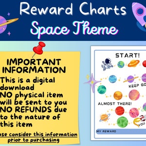Reward Chart Printable for Kids | 4 Versions | Space-themed | Behavior ...