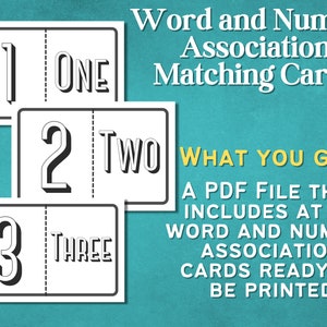 Number and Word Association Cards for Early Learning | Educational ...