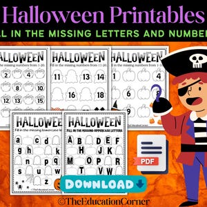 Halloween Printables - Fill-in the Missing Letters and Numbers | PDF ...