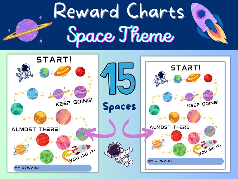 Reward Chart Printable for Kids | 4 Versions | Space-themed | Behavior ...