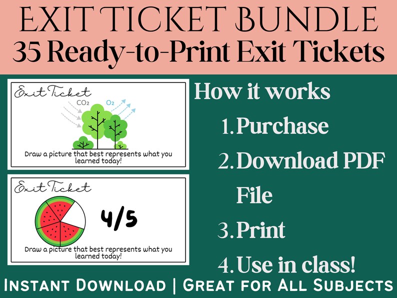 Exit Ticket Bundle | 35 Ready-to-print Exit Tickets for Middle and High ...