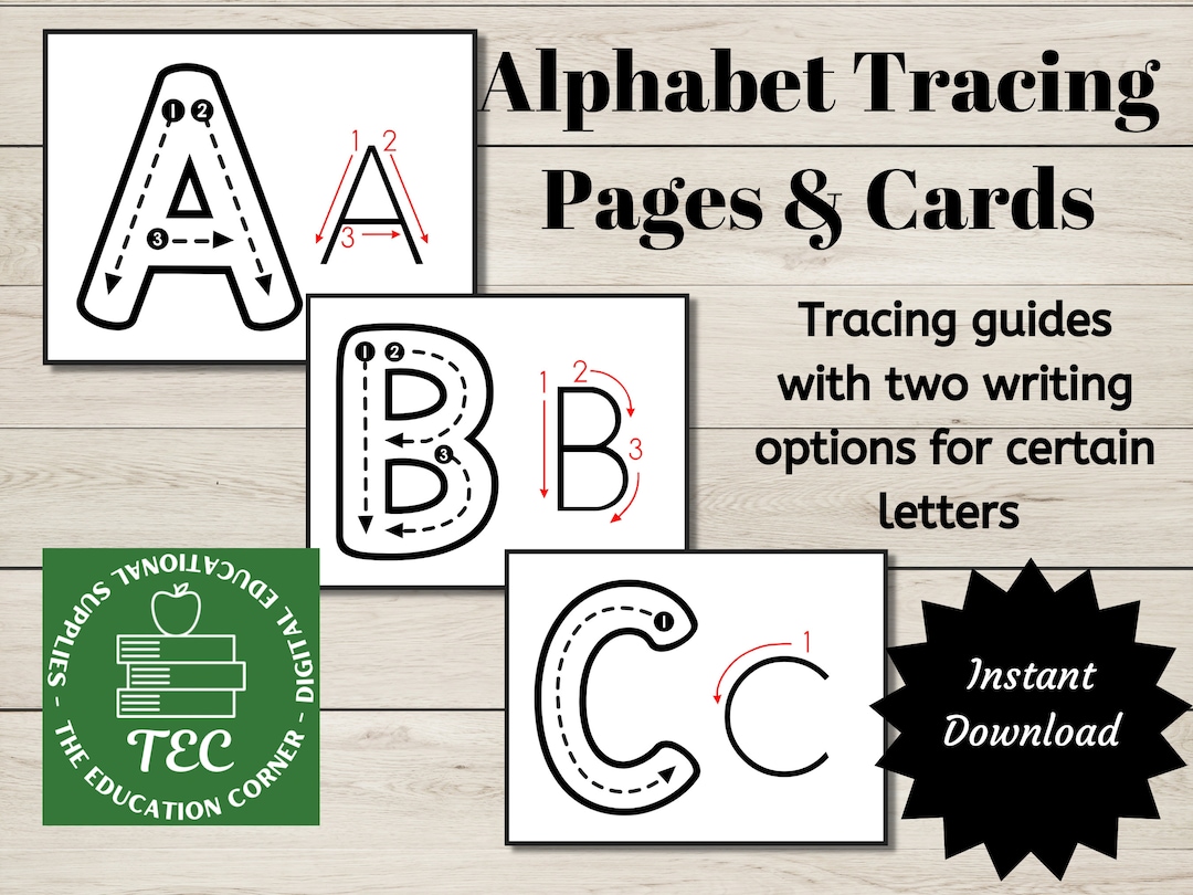 Alphabet Letter Tracing Pages and Cards for Early Learning | Preschool ...