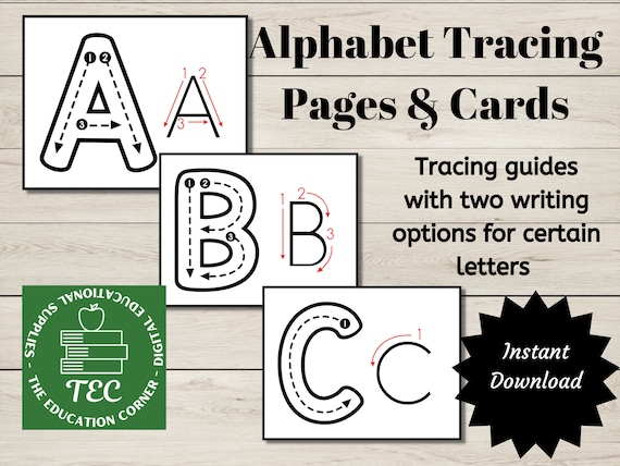 Alphabet Letter Tracing Pages and Cards for Early Learning - Etsy